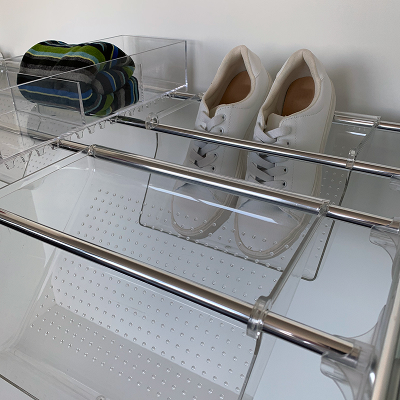 Plus - Shoe rack 4V+1J - transparent - bright aluminium - transparent ...
