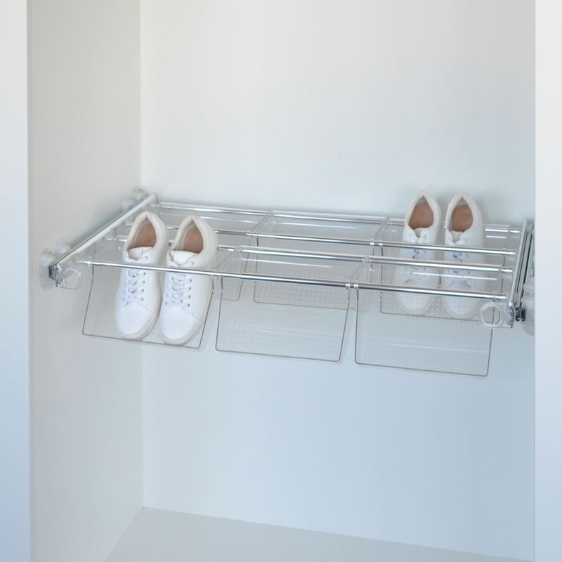 Plus - Shoe rack 6V - transparent - bright aluminium - transparent ...